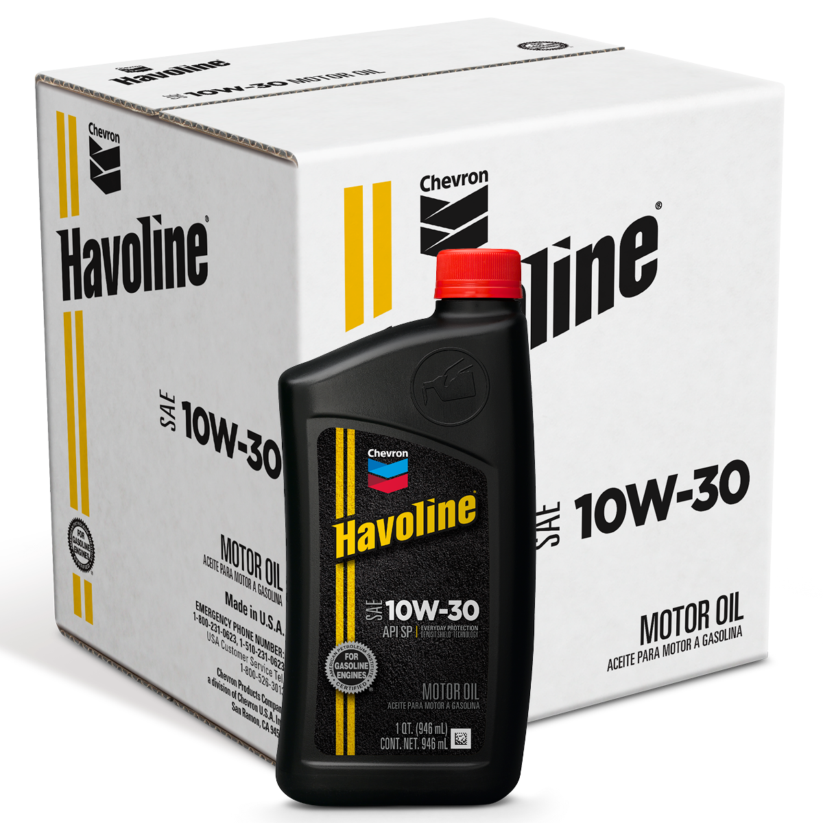 Chevron Havoline Motor Oil 10W-30 Quart Case 1 Quart - - Allen's S&T ...